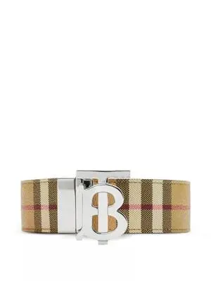 Burberry Reversible Check And Leather Tb Belt - Neutrals