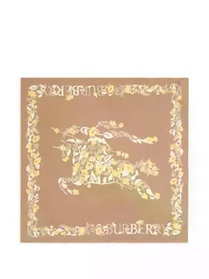 Burberry Floral Knight Silk Scarf - Neutrals