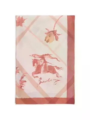 Burberry Wide Watercolour Check Silk Scarf Pink