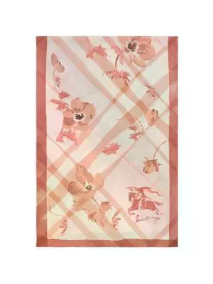 Burberry Wide Watercolour Check Silk Scarf - Pink