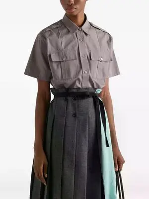 Prada Short-sleeve Cotton Poplin Shirt - Grey
