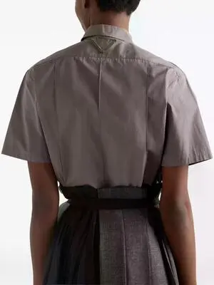 Prada Short-sleeve Cotton Poplin Shirt - Grey