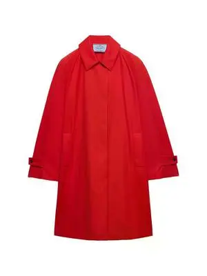Prada Single-breasted Gabardine Coat - Red
