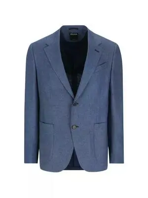 Zegna Single-breasted Linen Blazer - Blue