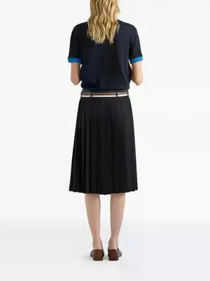 Prada Pleated Rush Stitch Midi Skirt