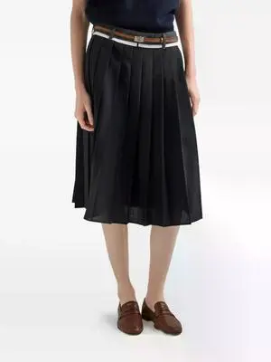 Prada Pleated Rush Stitch Midi Skirt
