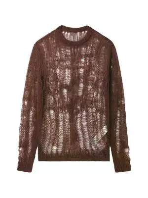 Rick Owens Openwork Knit Sweater - Brown