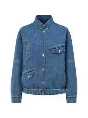 Tibi Moto Denim Bomber - Blue