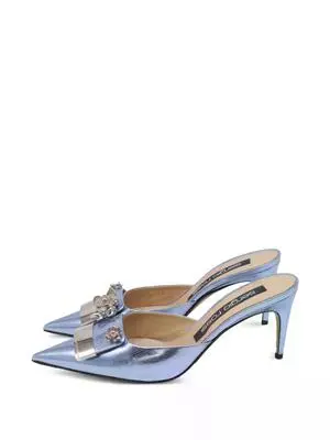 SERGIO ROSSI Embellished Pointed-toe Heeled Mules - Blue