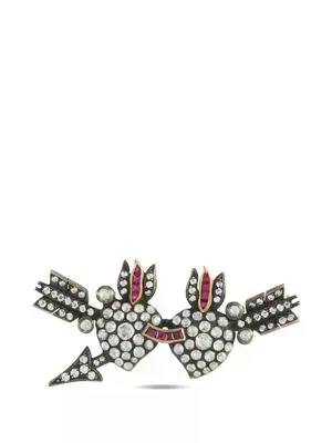 LB EXCLUSIVE Diamond Ruby Silver Brooch