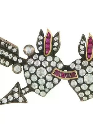 LB EXCLUSIVE Diamond Ruby Silver Brooch