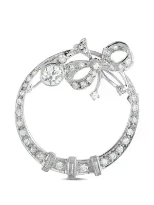 LB EXCLUSIVE Diamond Bow White Gold Brooch - Silver