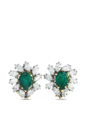 LB EXCLUSIVE Diamond And Emerald Earrings - Gold