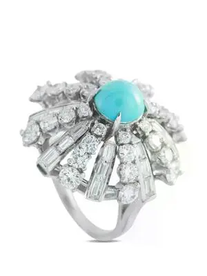 LB EXCLUSIVE Platinum 2.80ct Diamond And Turquoise Ring - Silver