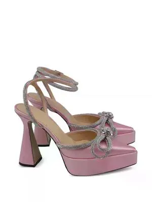 Mach & Mach Double Bow Crystal-embellished Platform Pumps