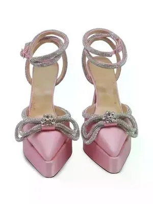 Mach & Mach Double Bow Crystal-embellished Platform Pumps