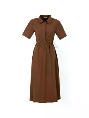 Herno Shirt-collar Drawstring Dress - Brown