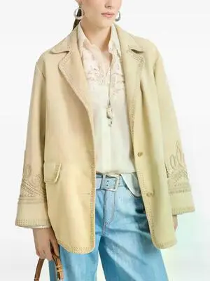 Ermanno Scervino Embroidery Suede Jacket