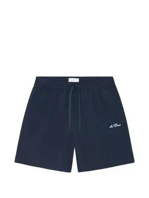 LES DEUX Seersucker Drawstring Swim Shorts - Blue