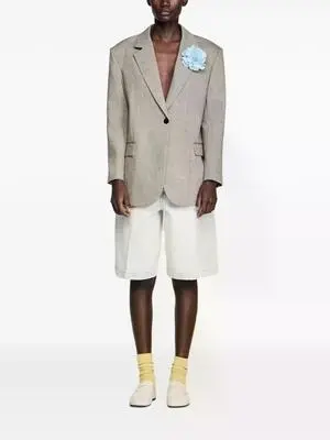 Sandro Flower-brooch Checked Blazer