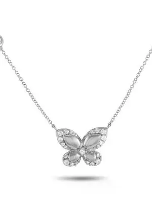 LB EXCLUSIVE Diamond Butterfly Pendant Necklace - Silver