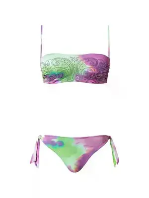 TWINSET Tie-dye Crystal-embellished Bikini Set - Green