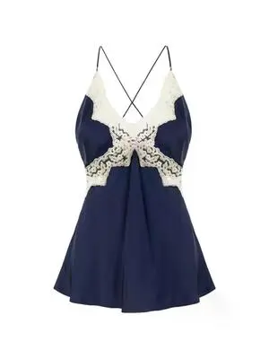 Alberta Ferretti Lace-trim Top - Blue
