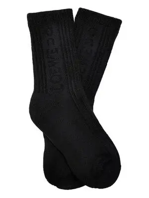 Loewe Ribbed Socks With Logo - Black