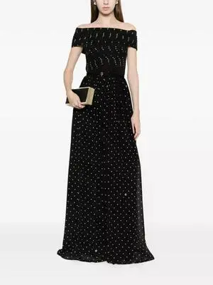 Elie Saab Polka-dot Off-shoulder Maxi Dress
