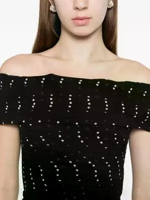 Elie Saab Polka-dot Off-shoulder Maxi Dress