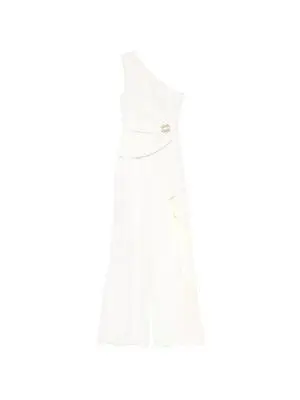 Elie Saab Cady One-shoulder Appliqué Jumpsuit - White