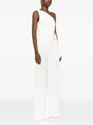 Elie Saab Cady One-shoulder Appliqué Jumpsuit