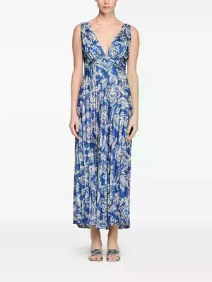 Sandro Floral Print Maxi Dress - Blue