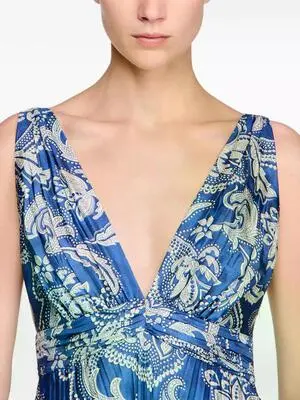 Sandro Floral Print Maxi Dress - Blue