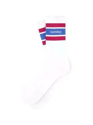 SPORTY & RICH Striped Crew Socks - White