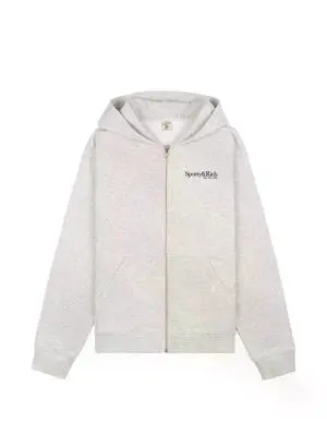 Sporty & Rich Run Club Zipped Hoodie - Grey