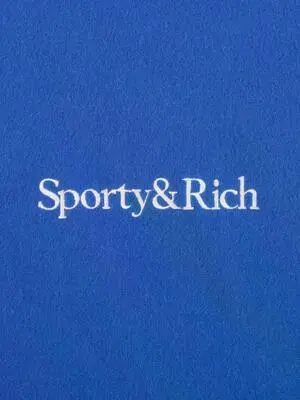 SPORTY & RICH Serif-logo Fringe Scarf - Blue