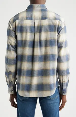 BOSS Owen Relaxed Fit Plaid Cotton Flannel Button-up Shirt - Open Blue
