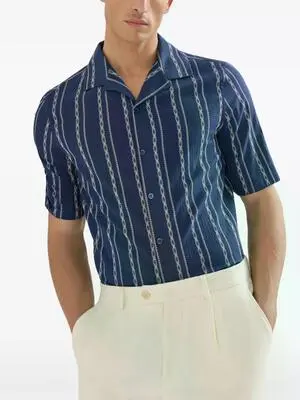 Brunello Cucinelli Stripe Short-sleeve Shirt - Blue