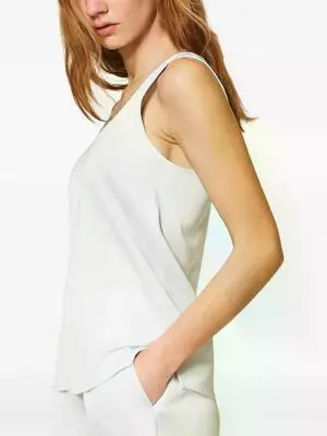 TWINSET Sleeveless Satin Top With Logo Detail