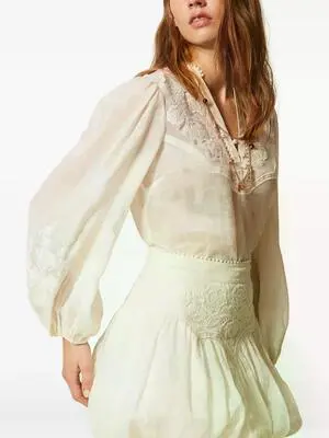 TWINSET Embroidered Ramie Blouse