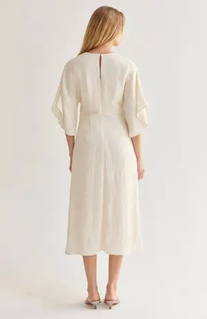 CRESCENT Front Twist Textured Midi Dress