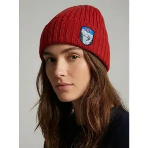 Krimson Klover Cashmere Beanie With Patch - Red