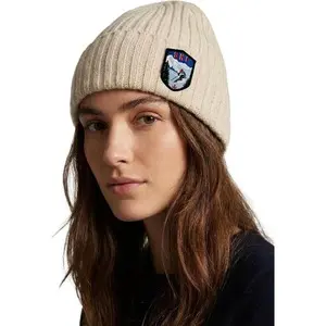Krimson Klover Cashmere Beanie With Patch - Vanilla