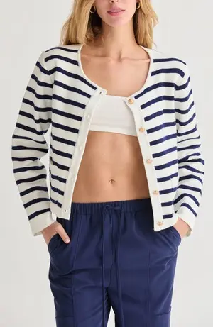 CRESCENT Striped Jacquard Knit Cardigan