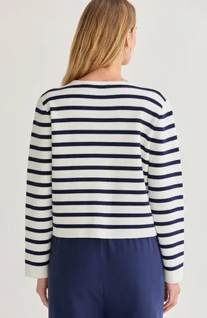 CRESCENT Striped Jacquard Knit Cardigan