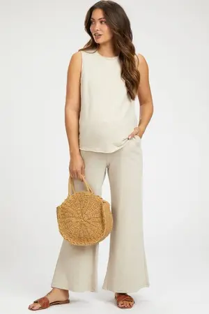 PINKBLUSH Slub Knit Maternity Pants Set