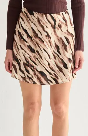 CRESCENT Abstract Animal Print Mini Skirt - Brown