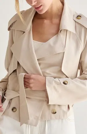CRESCENT Double-breasted Cropped Trench Coat