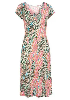 LASCANA Ruched V-neck Jersey Knit Dress